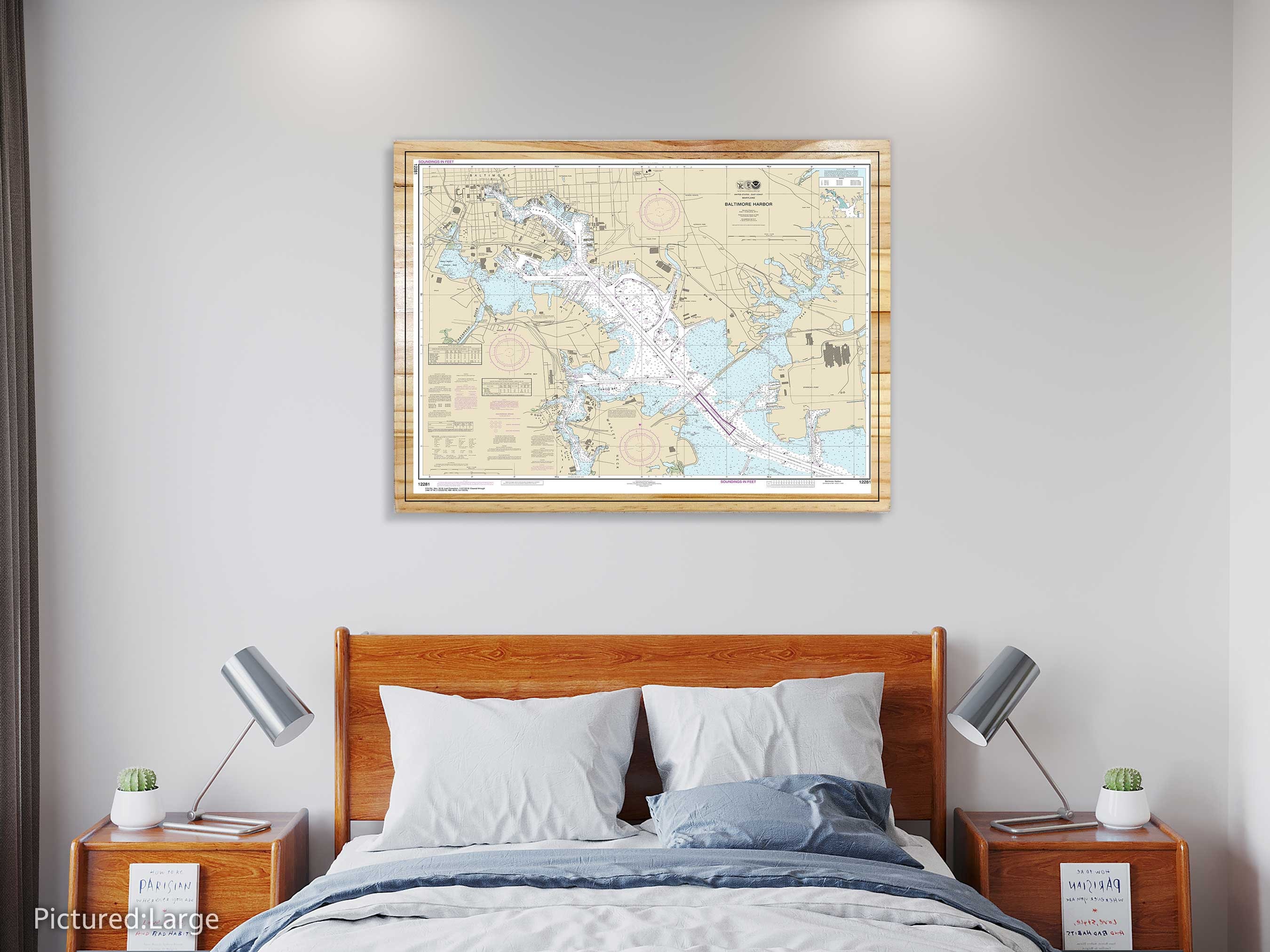 Baltimore Harbor Nautical Chart: Coastal Wall Art on Pine Wood - Etsy