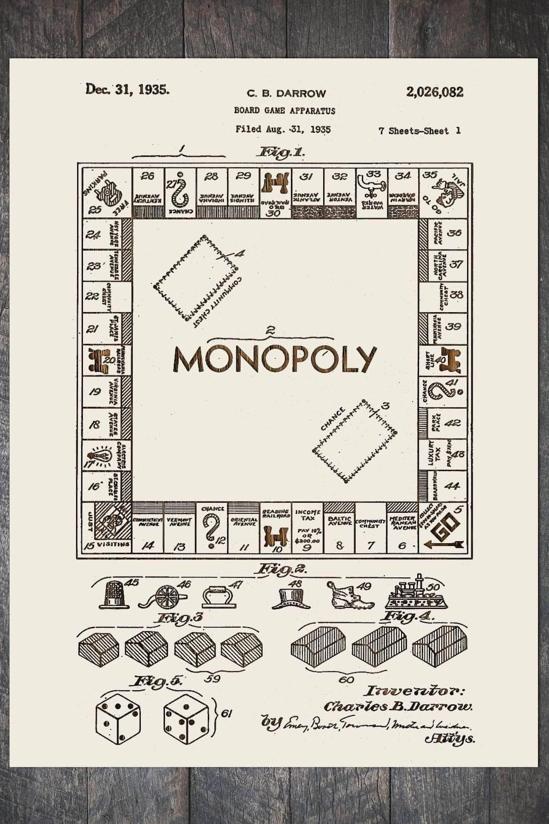 1935 Monopoly| Wood Wall Decor - Etsy
