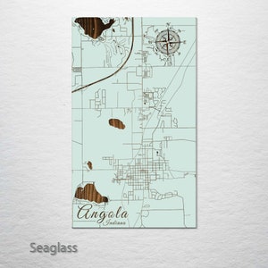 Angola, Indiana Street Map | Wood Engraved Map | Wall Art| Wood Wall ...