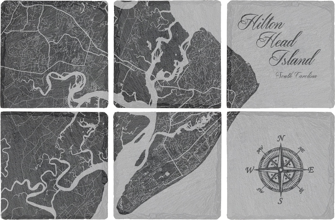 Hilton Head Island, South Carolina Square Slate Coaster | Coaster Set ...