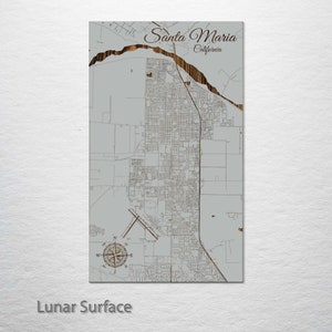 Santa Maria, California Street Map | Wood Wall Art | Wood Wall Map ...