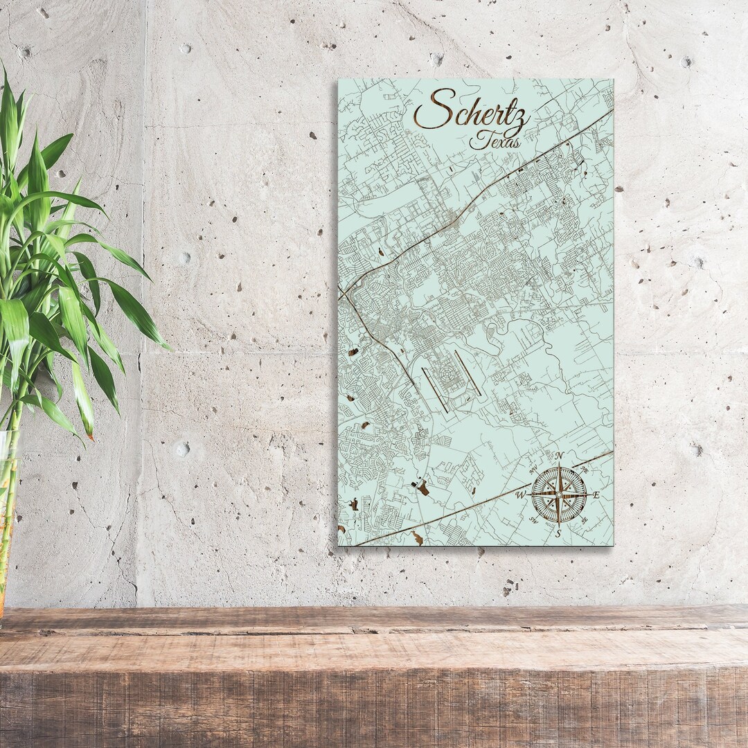 Schertz, Texas Street Map | Wood Wall Decor | Home Decor | Wood Wall ...