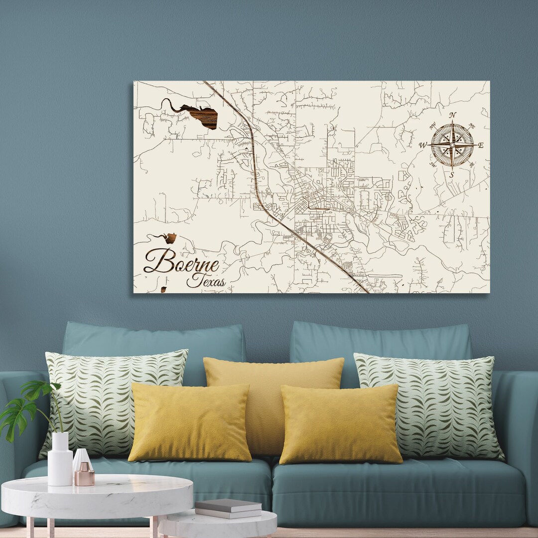 Boerne, Texas Street Map | Wood Wall Decor | Home Decor | Wood Wall Map ...