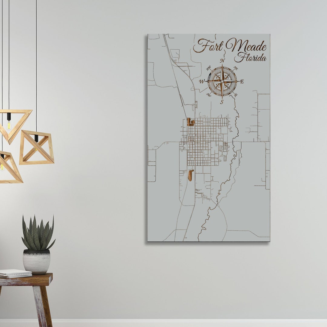 Fort Meade, Florida Street Map | Wood Engraved Maps | Wall Art| Wood ...