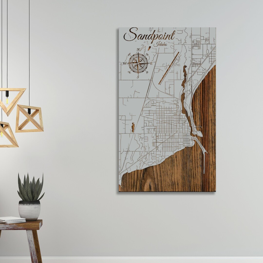 Sandpoint, Idaho Street Map | Wood Wall Art | Wood Wall Map | Wood ...