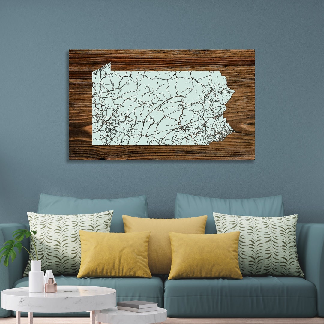 Isolated Map, Pennsylvania Wood Map | Wood Wall Decor | Wood Wall Art ...