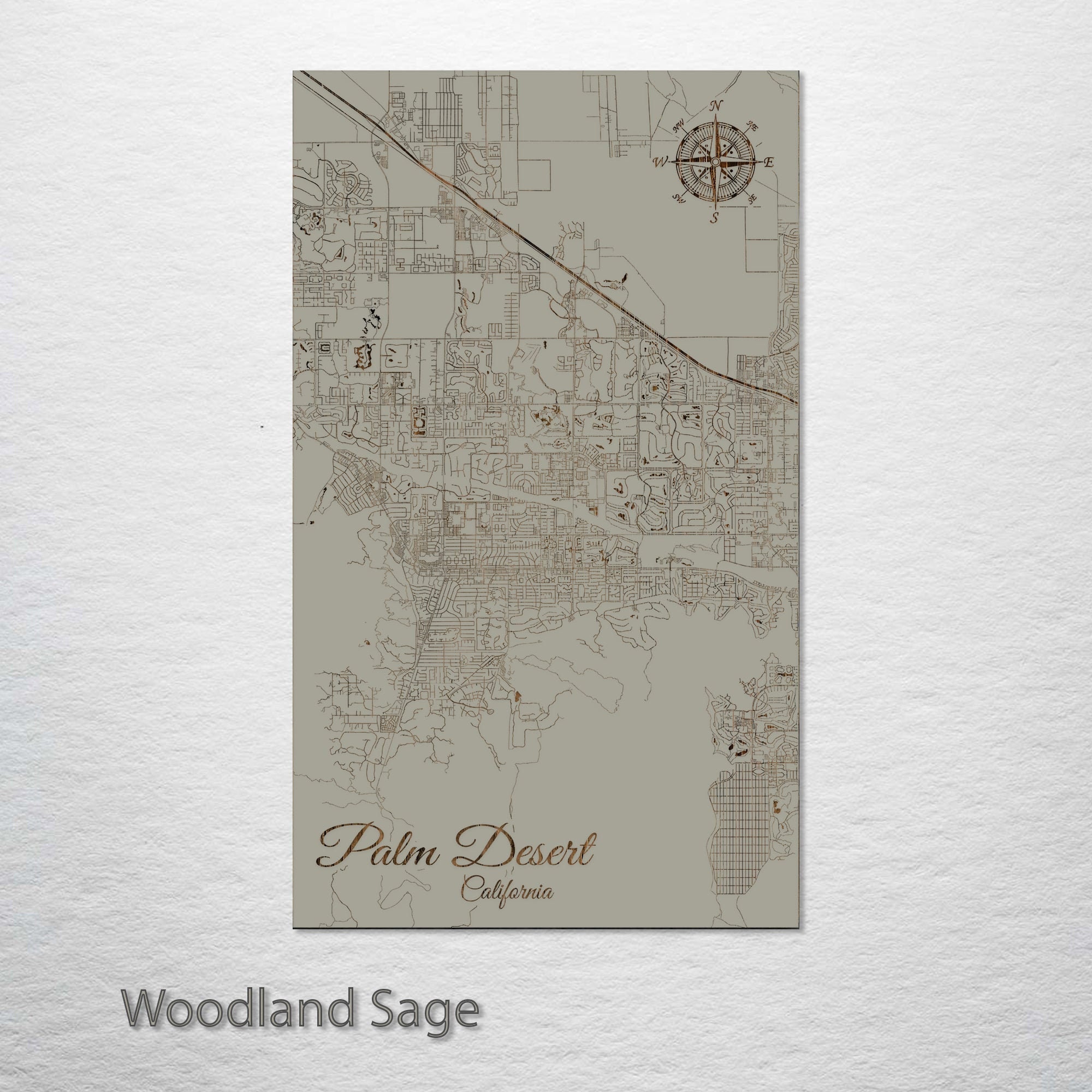 California: Palm Desert Street Map Wood Engraved Maps Wall - Etsy