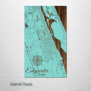 Edgewater , Florida Street Map | Wood Engraved Maps | Wall Art| Wood ...