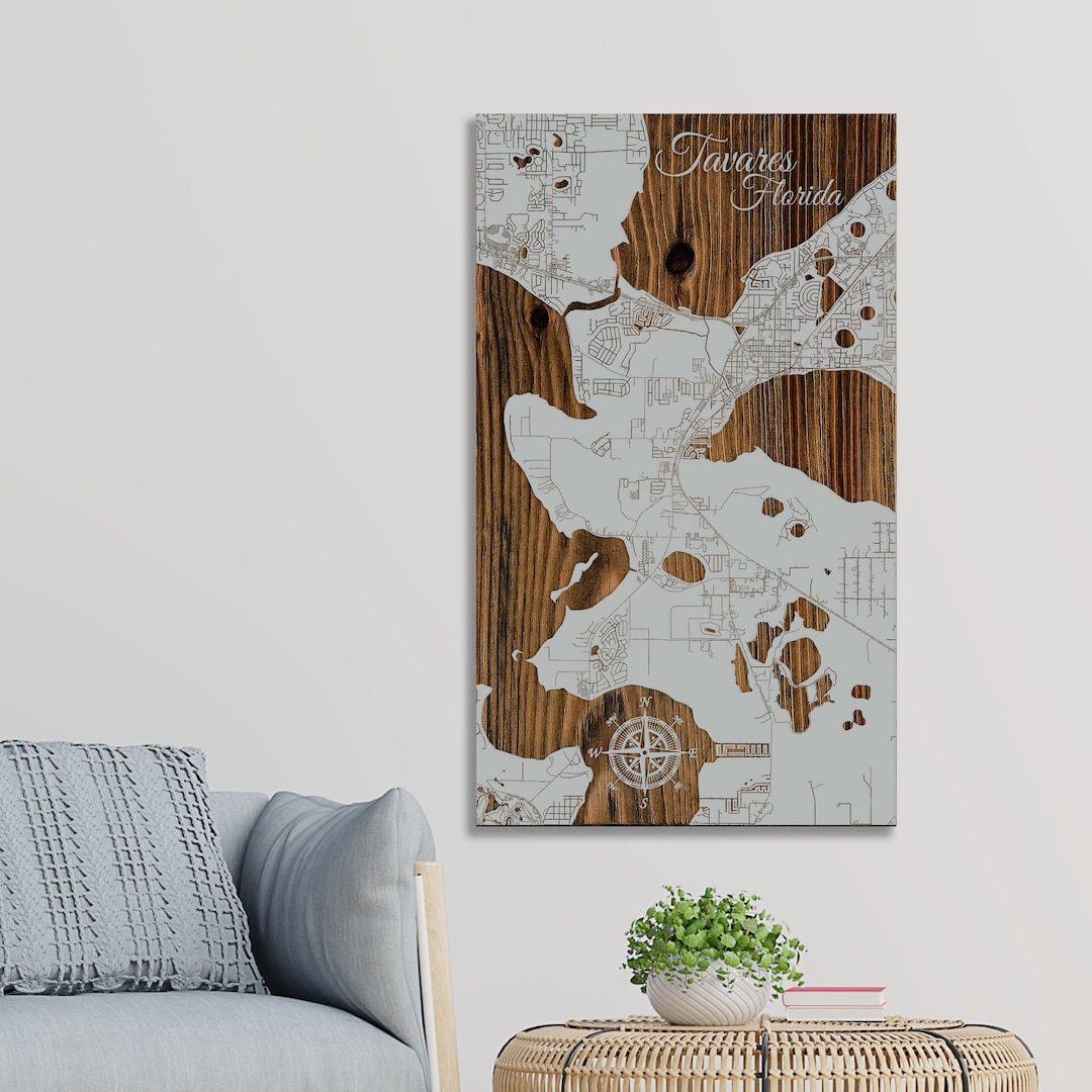 Tavares, Florida Street Map: Wood Engraved Wall Art - Etsy