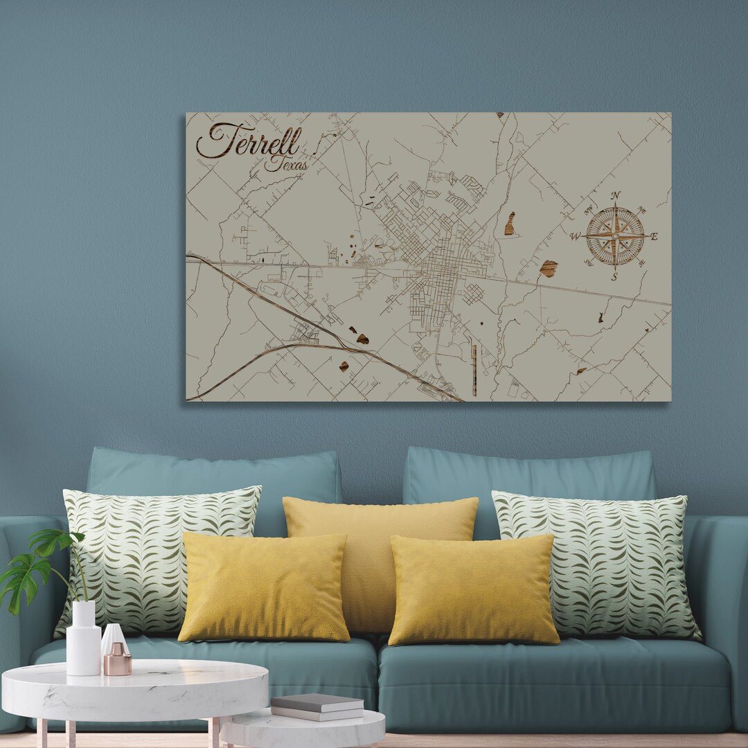 Texas: Terrell Street Map| Wood Wall Decor - Etsy