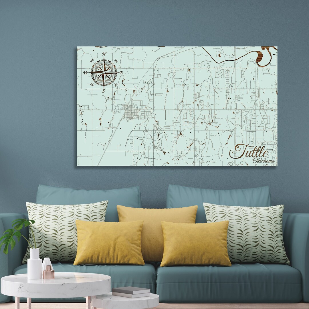 Oklahoma: Tuttle Street Map| Wood Wall Decor - Etsy
