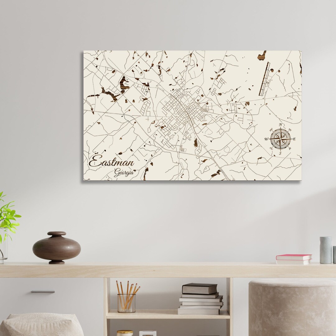 Eastman Georgia Street Map: Wood Engraved Wall Art - Etsy