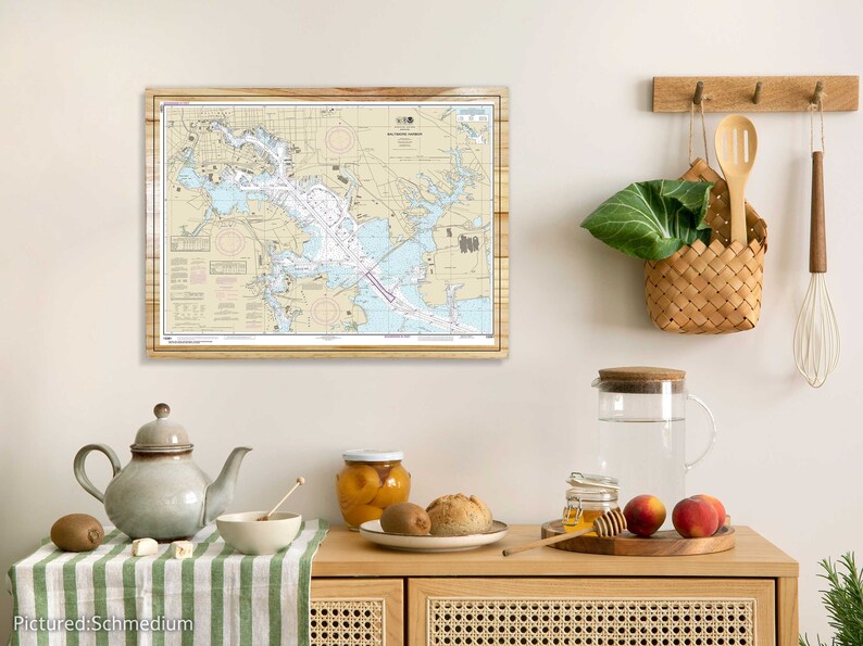 Baltimore Harbor Nautical Chart: Coastal Wall Art on Pine Wood - Etsy