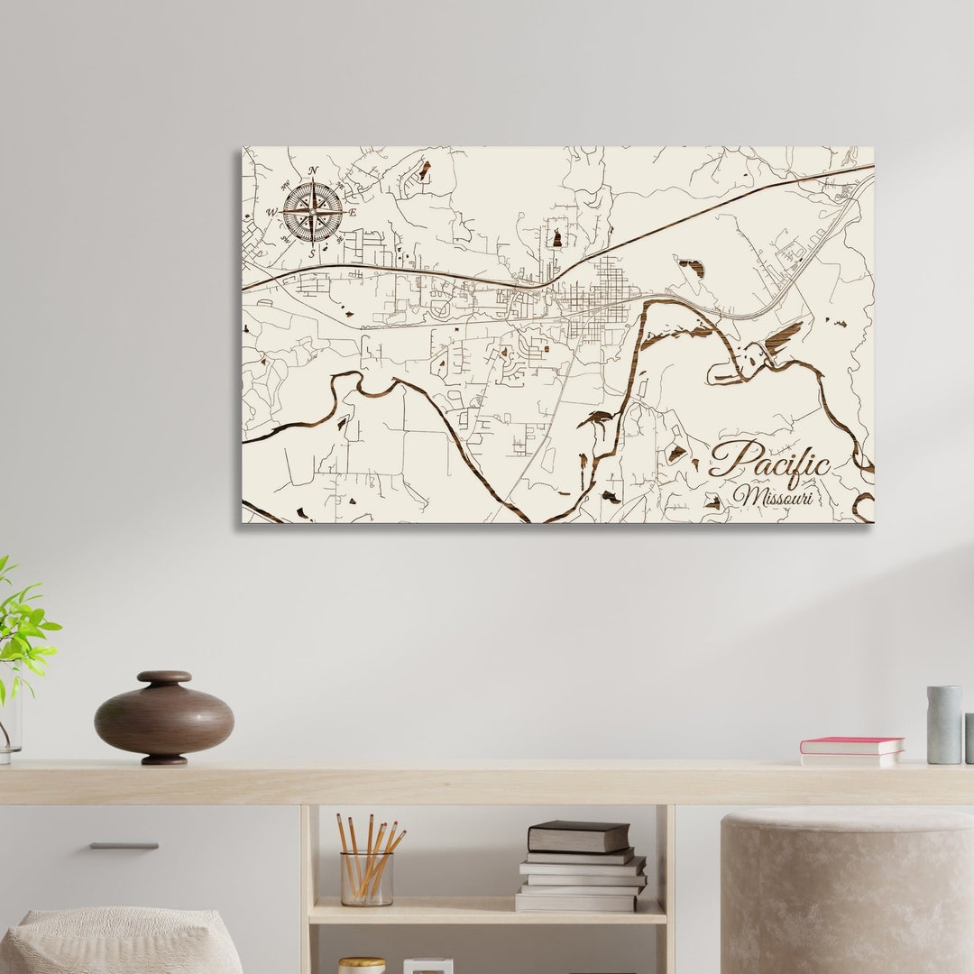 Pacific, Missouri Street Map | Wood Wall Decor | Home Decor | Wood Wall ...