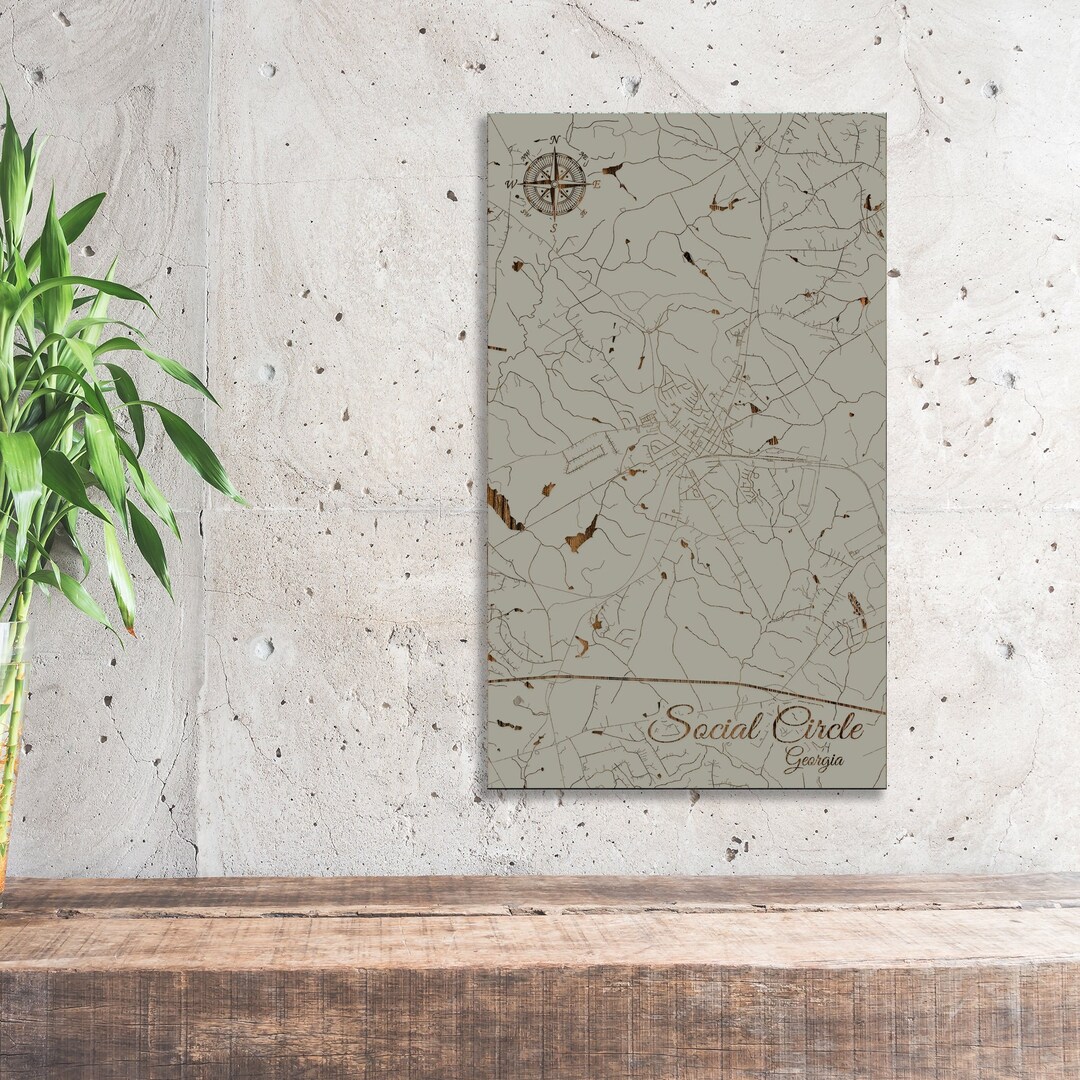 Social Circle Georgia Street Map: Wood Engraved Wall Art - Etsy