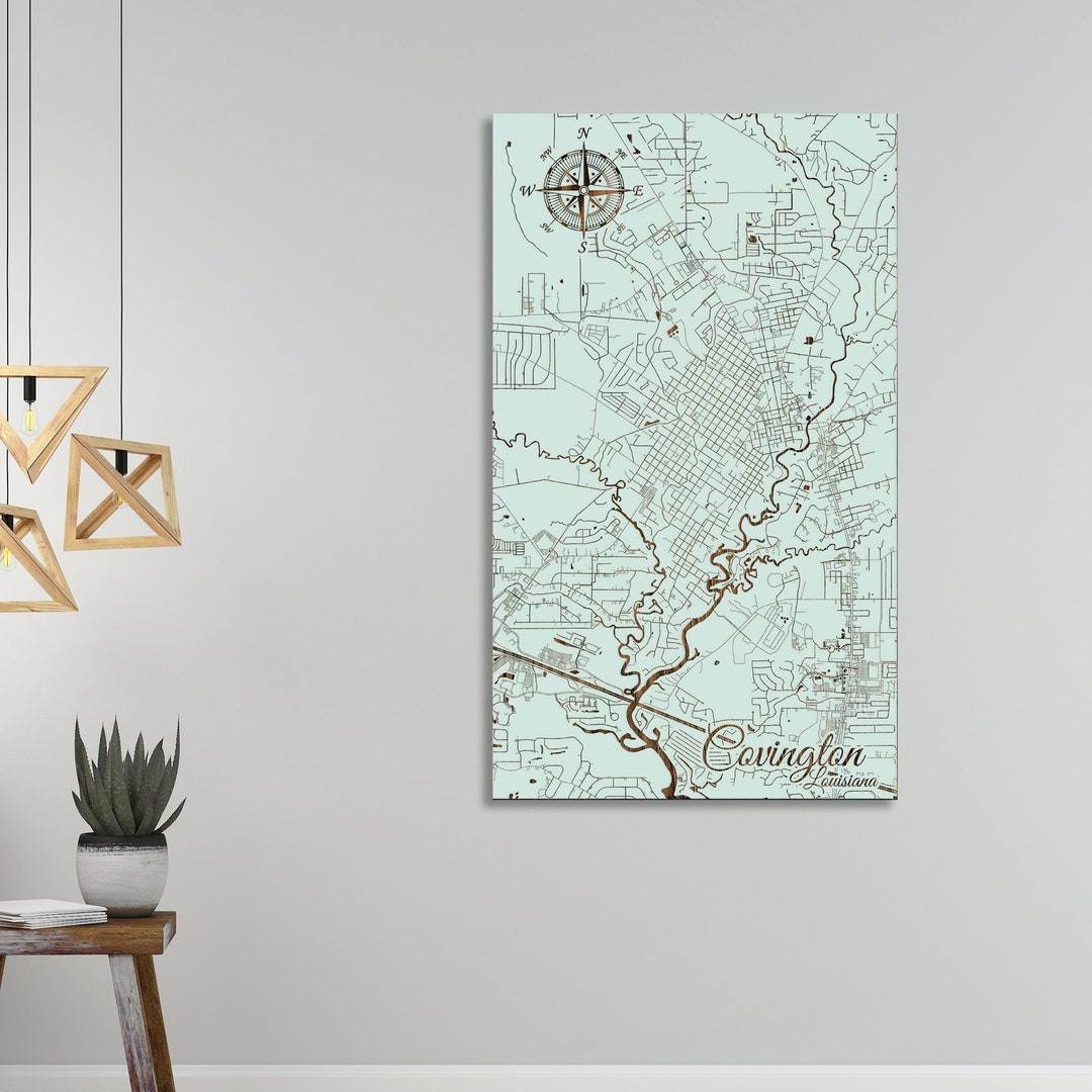 Covington, Louisiana Street Map| Wood Wall Decor | Home Decor | Wood ...