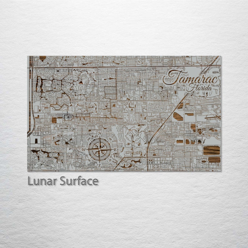 Tamarac Florida Street Map: Wood Engraved Wall Art - Etsy