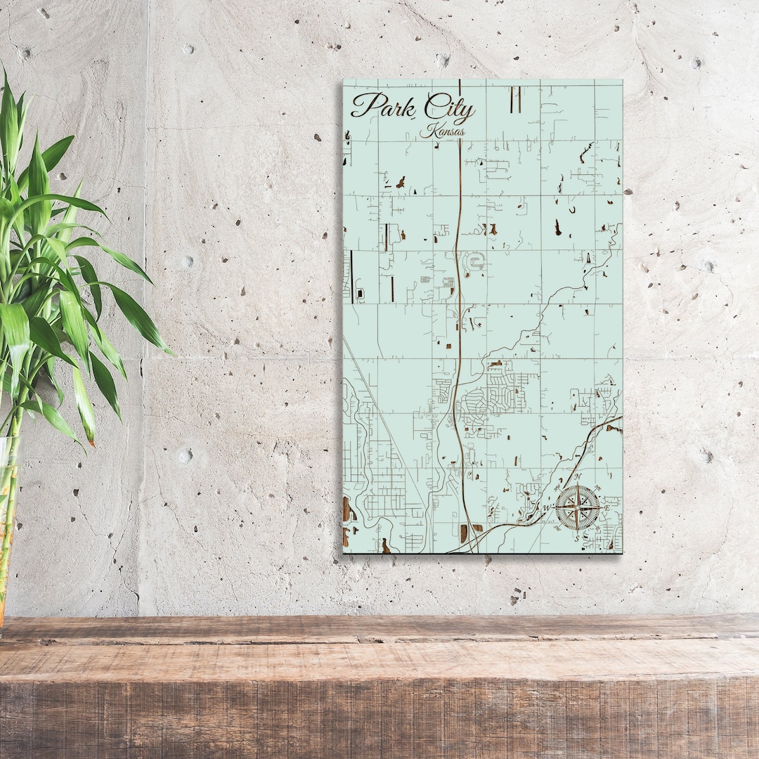 Kansas: Park City Street Map| Wood Wall Decor - Etsy