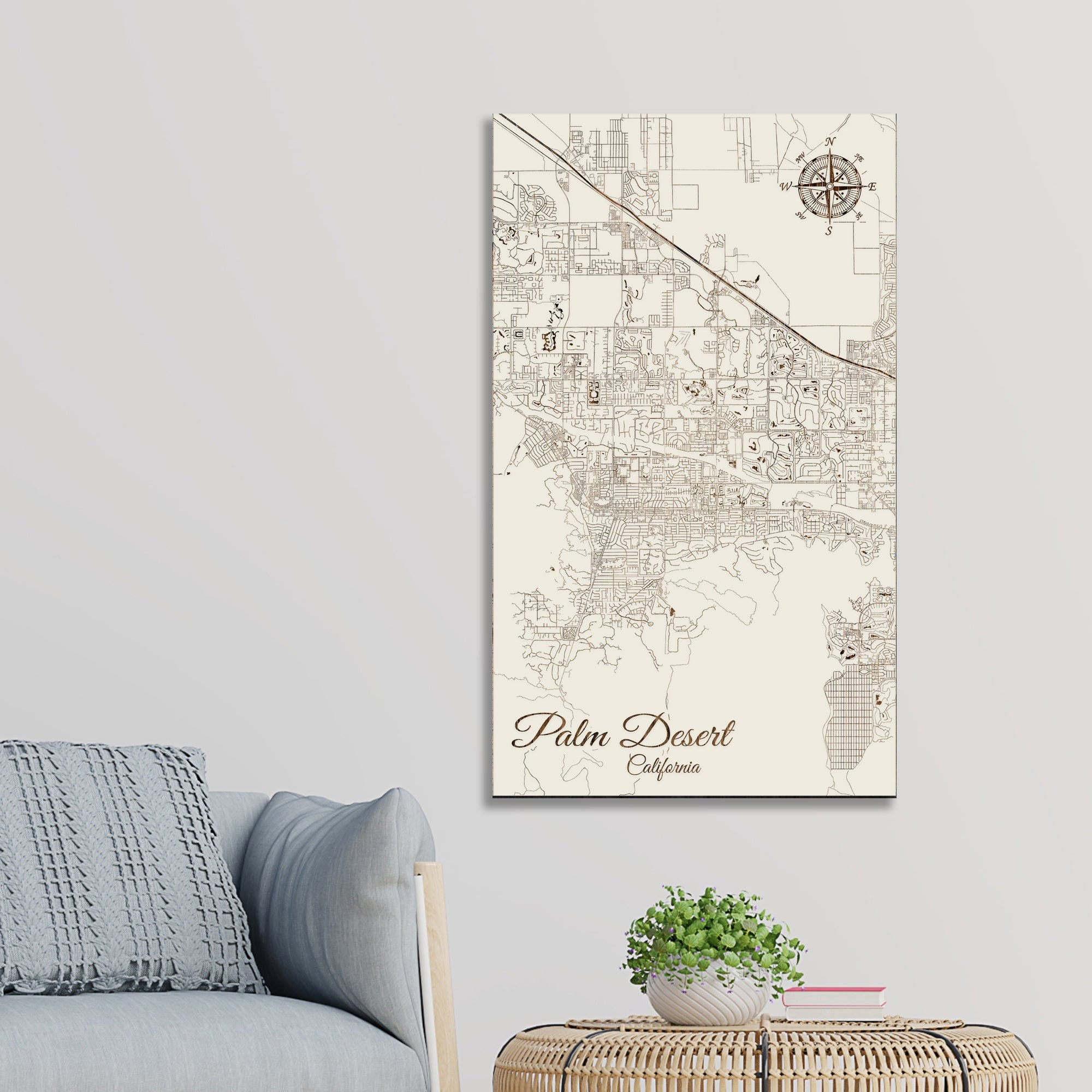 California: Palm Desert Street Map Wood Engraved Maps Wall - Etsy