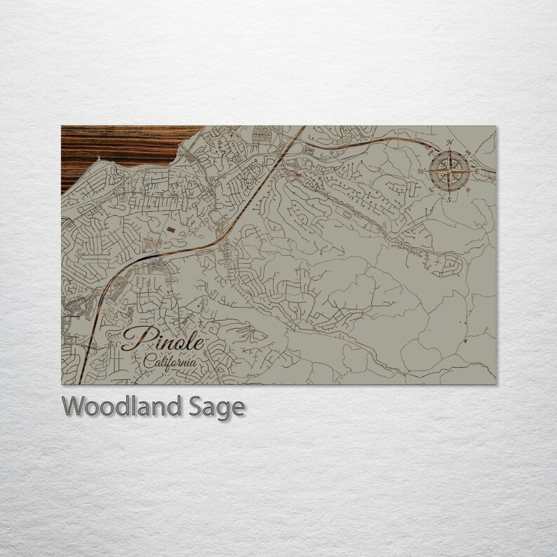 Pinole California Street Map: Wood Engraved Wall Art - Etsy