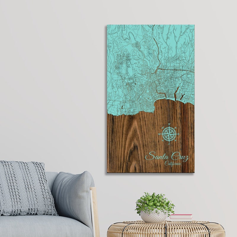 Wood Santa Cruz Map - Etsy