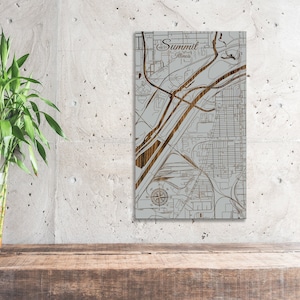 Summit, Illinois Street Map | Wood Wall Art | Wood Wall Map | Wood ...