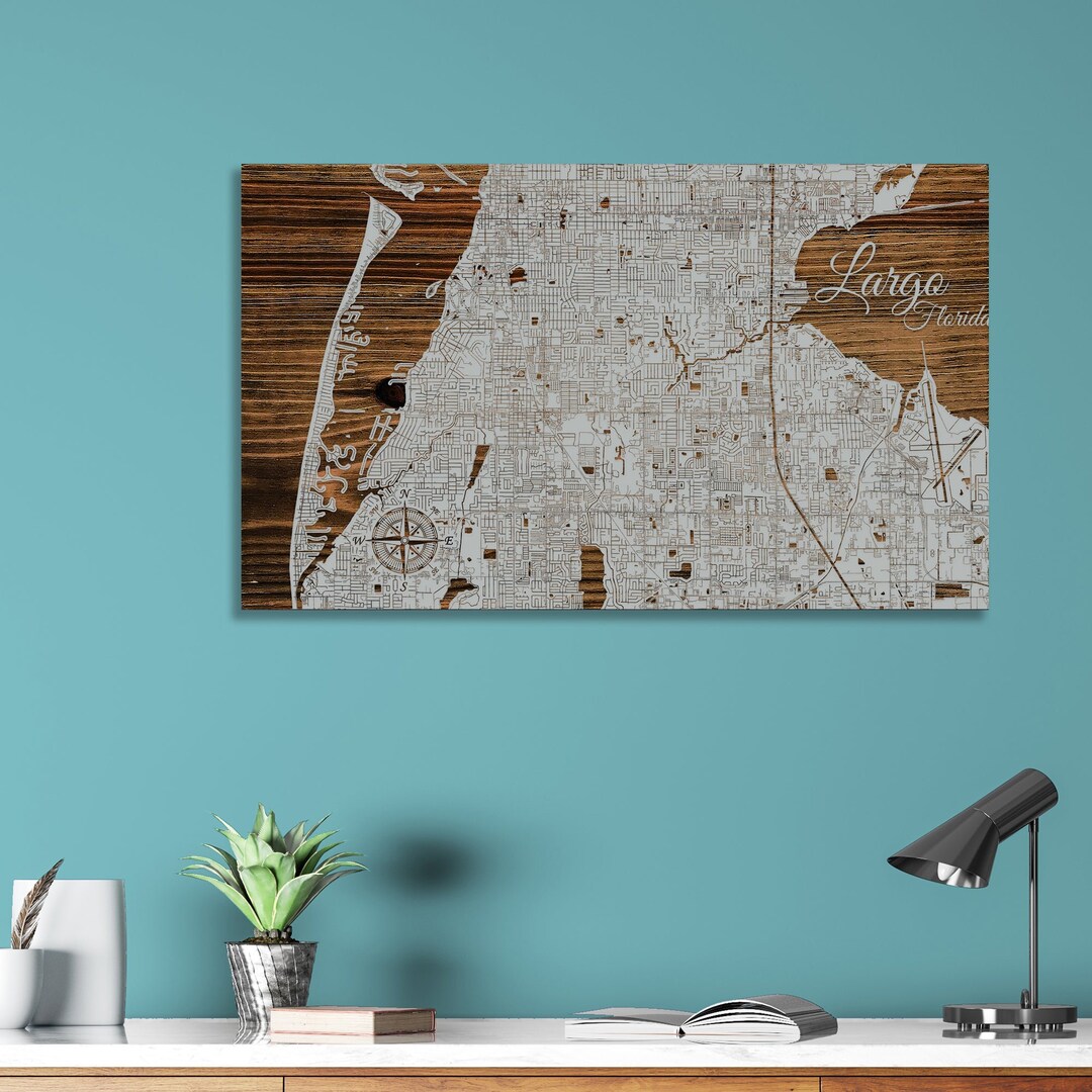 Largo, Florida Wood Engraved Street Map Art - Etsy