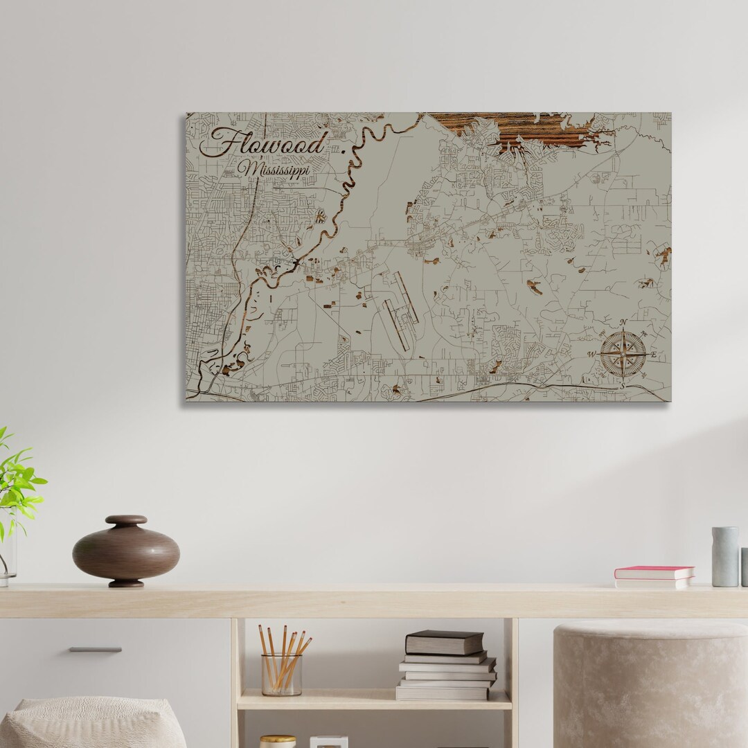 Mississippi: Flowood Street Map| Wood Wall Decor - Etsy
