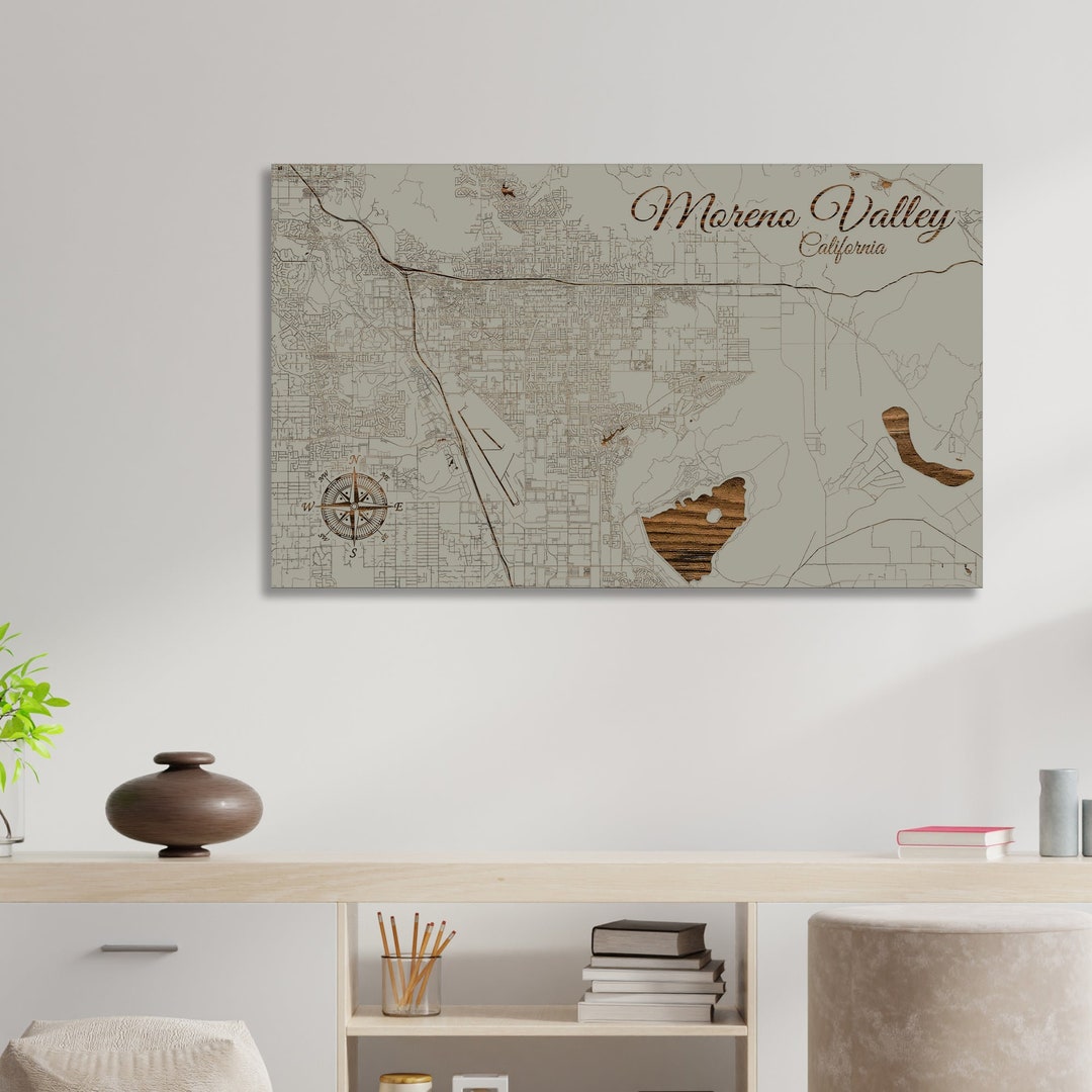 Moreno Valley, California Street Map | Wood Wall Art | Wood Wall Map ...