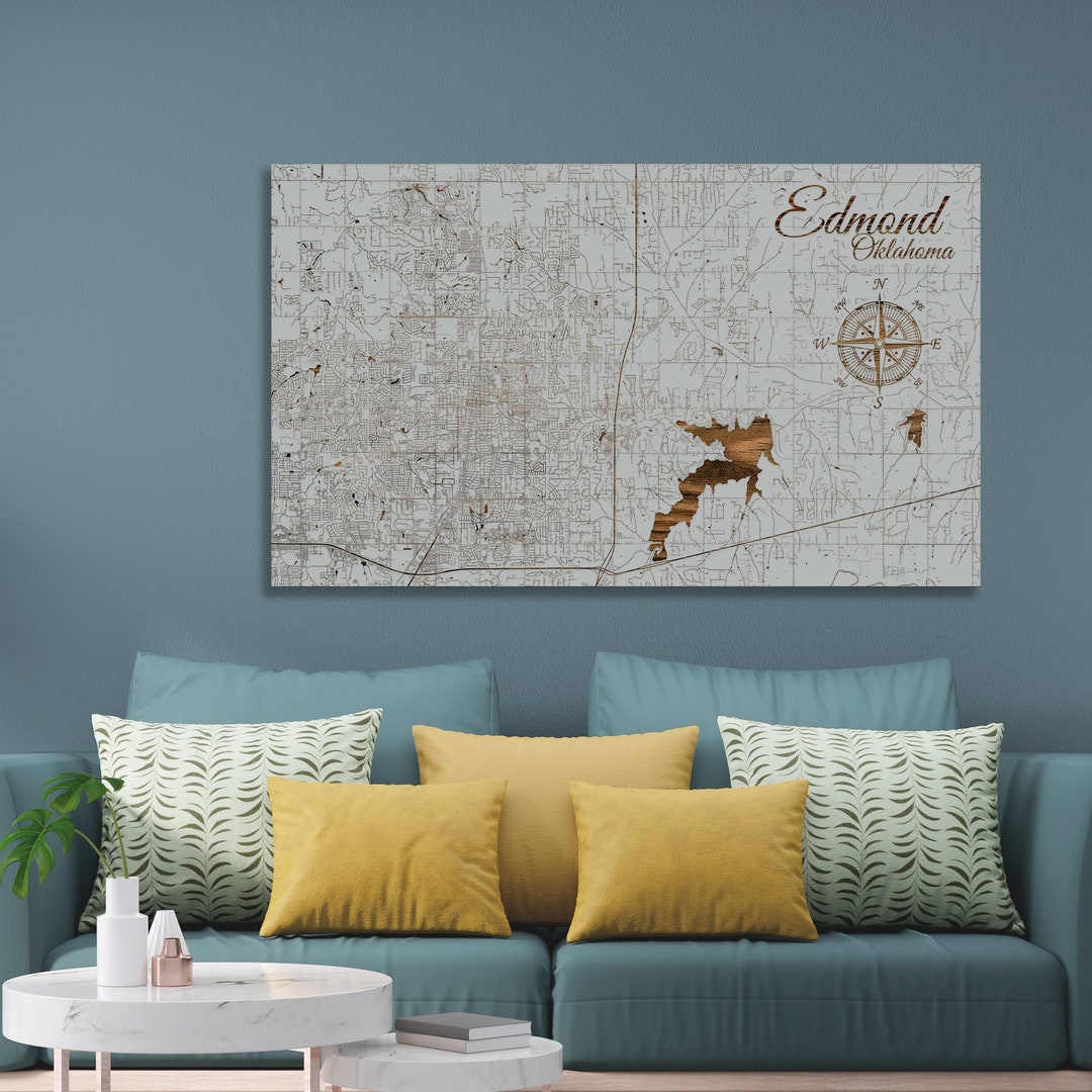 Oklahoma: Edmond Street Map| Wood Wall Decor - Etsy