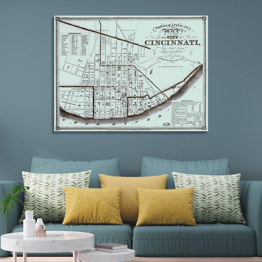 1841 Cincinnati, Ohio Street Map | Wood Wall Decor | Wood Engraved Map ...