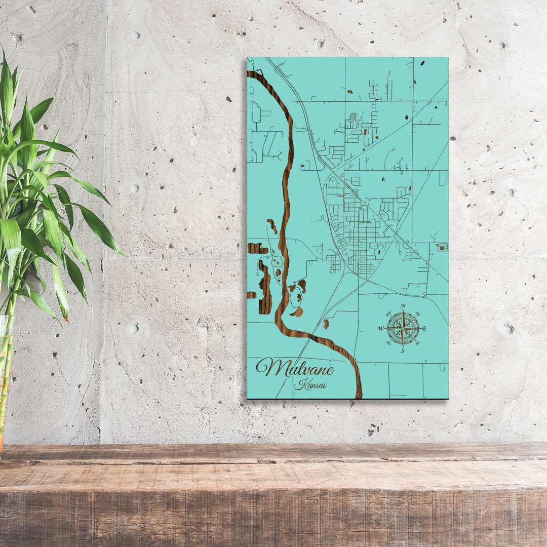 Kansas: Mulvane Street Map| Wood Wall Decor - Etsy