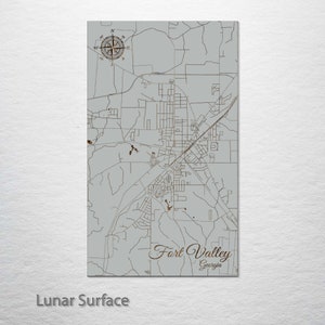 Fort Valley, Georgia Street Map Wood Engraved Maps Wall Art Wood Wall ...