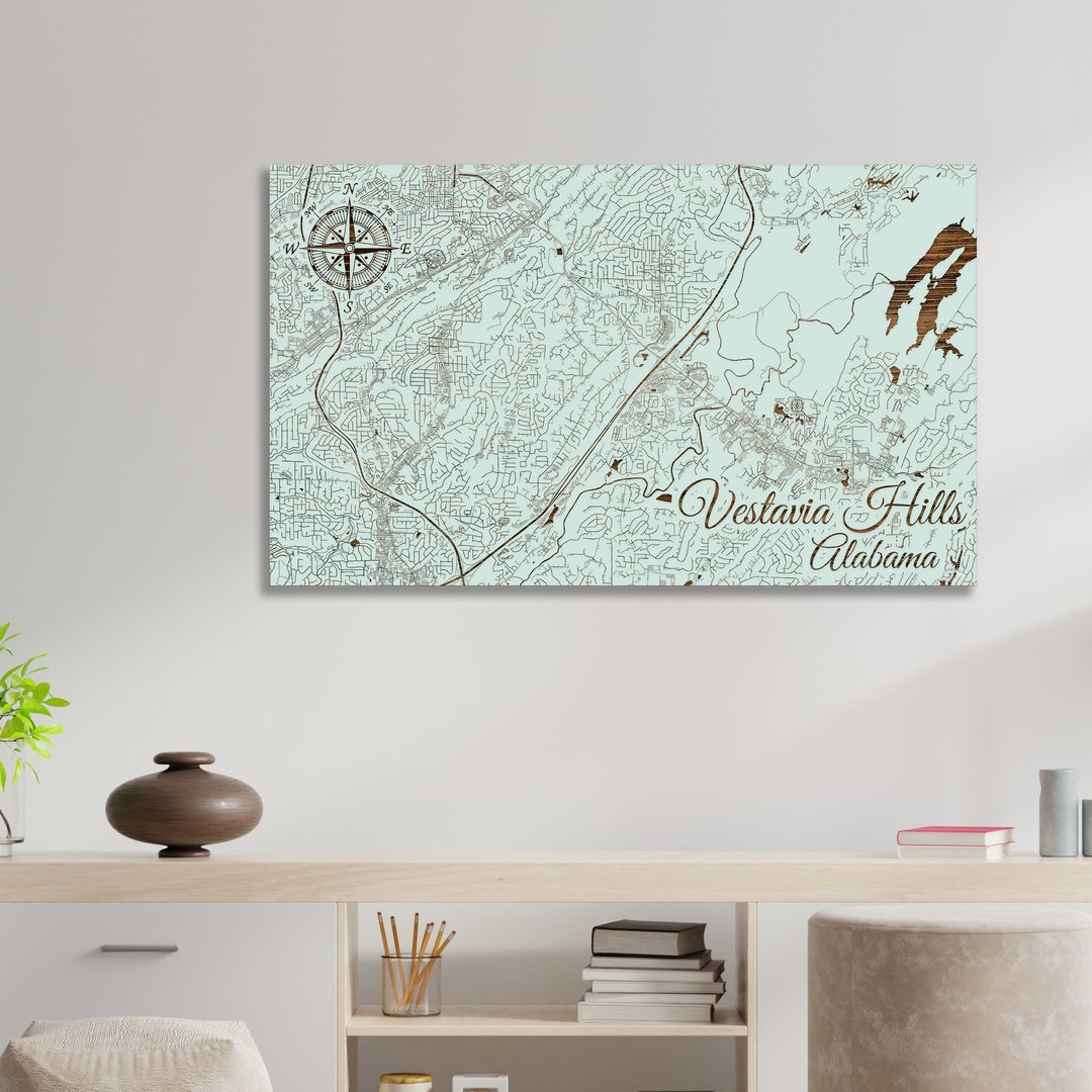 Vestavia Hills, Alabama Street Map Wall Art Wood Wall Decor Home Decor ...