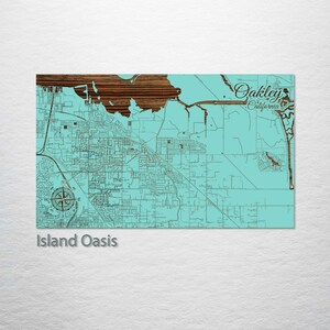 Oakley, California Street Map Wood Engraved Maps Wall Art Wood Wall ...