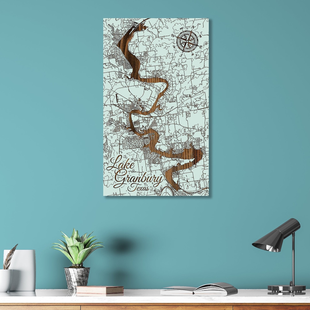 Lake Granbury, Texas Map Street Map | Home Decor | Wood Wall Map | City ...