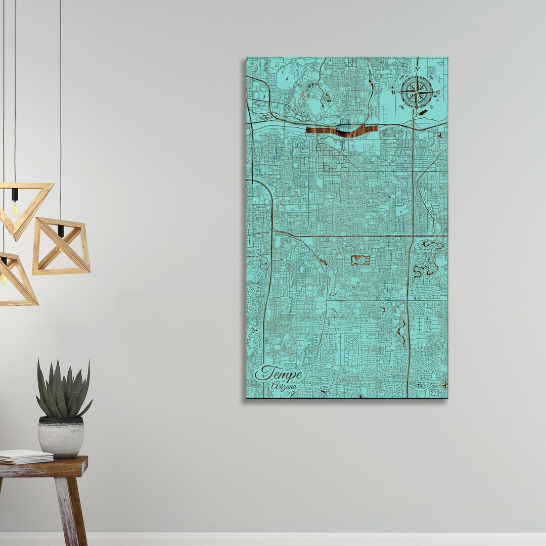 Tempe, Arizona Street Map | Wood Wall Art | Wood Wall Map | Wood ...