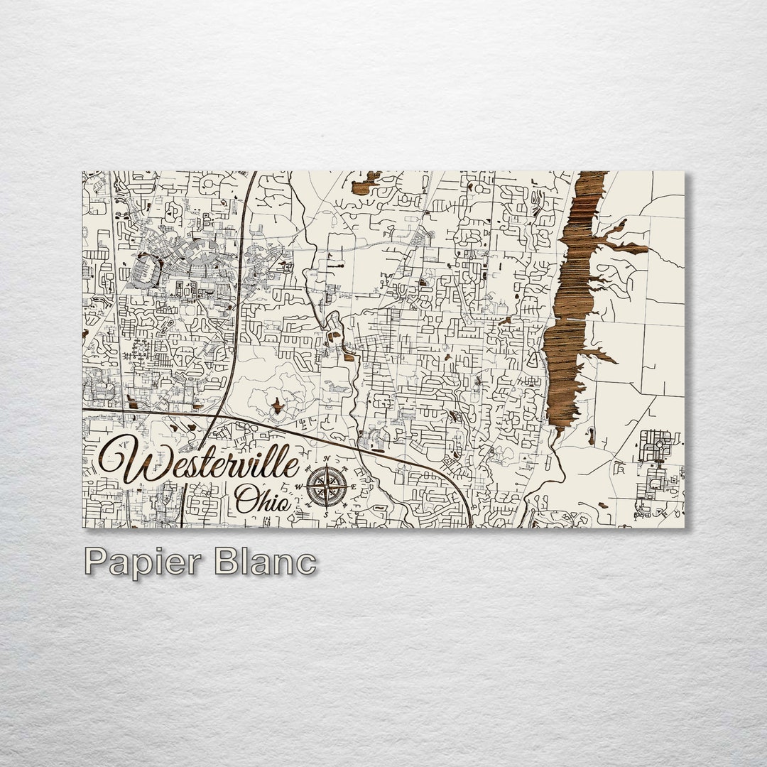 Westerville, Ohio Street Map | Wood Wall Decor | Wood Wall Map | Wood ...