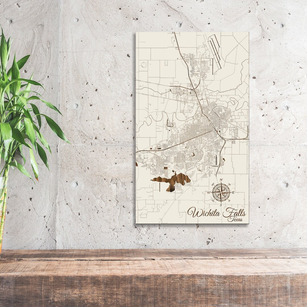 Wichita Falls, Texas Street Map | Wood Wall Art | Wood Wall Map | Wood ...