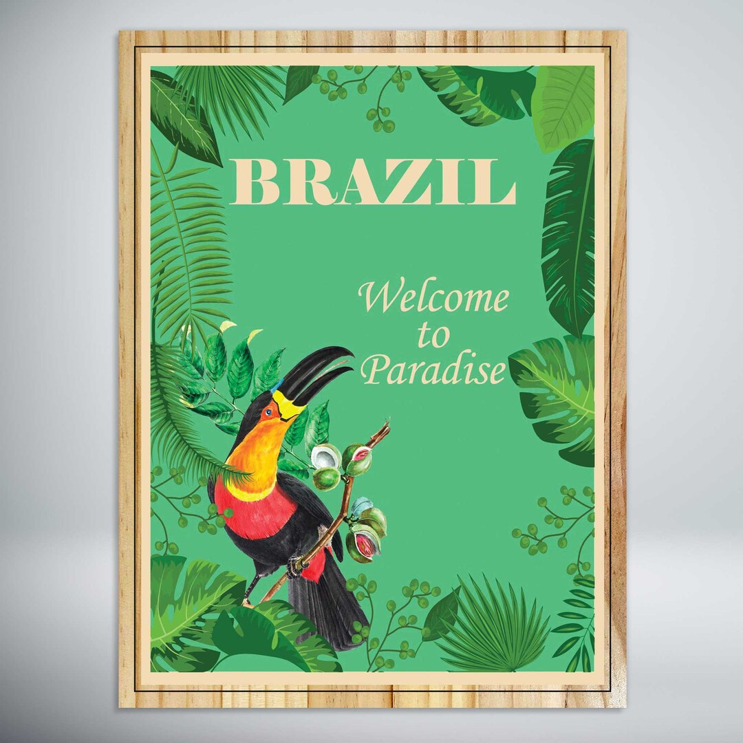 Brazil Travel Poster | 3D Elevated Art Prints on Premium Pine Wood ...