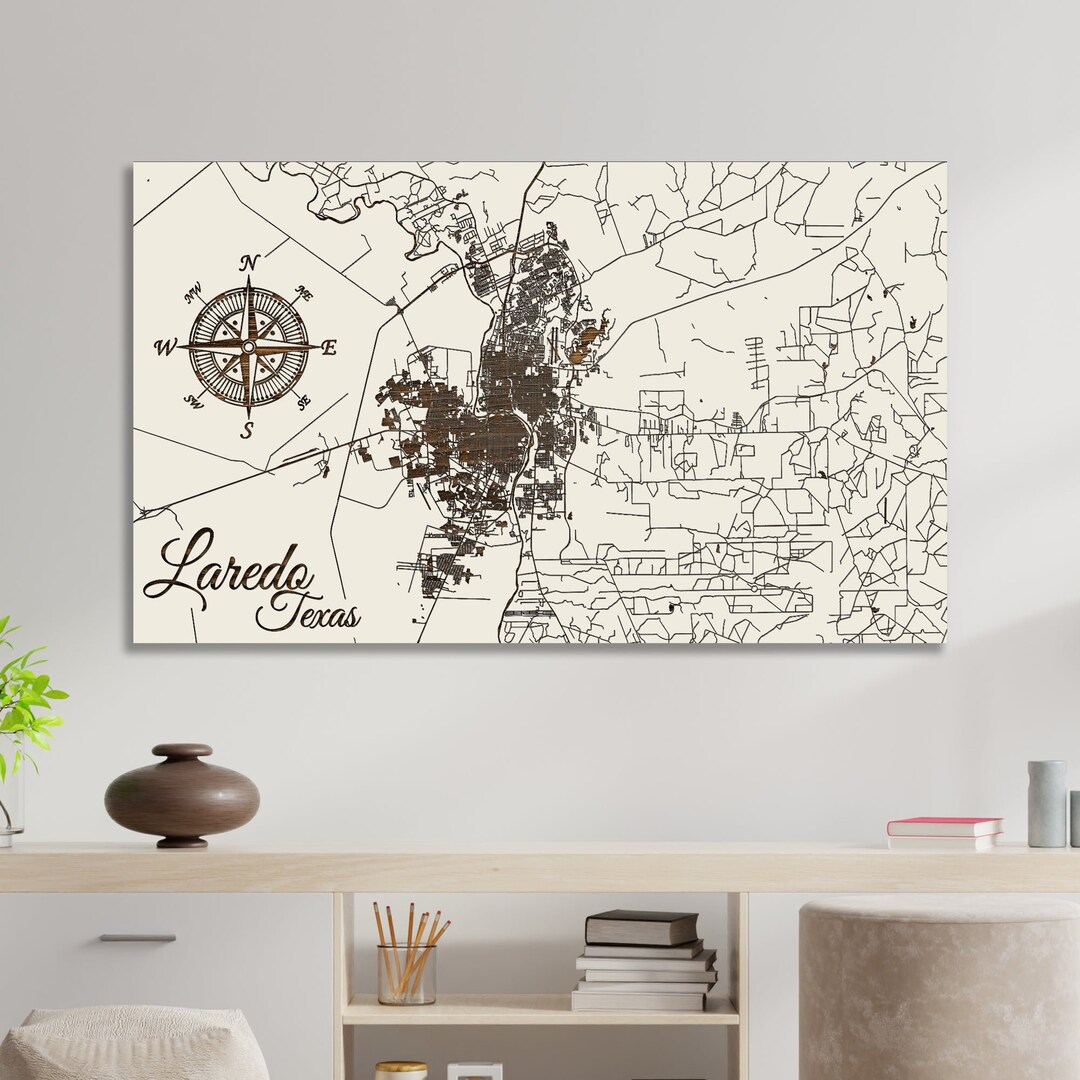 Laredo, Texas Street Map | Wood Wall Art | Wood Wall Map | Wood ...