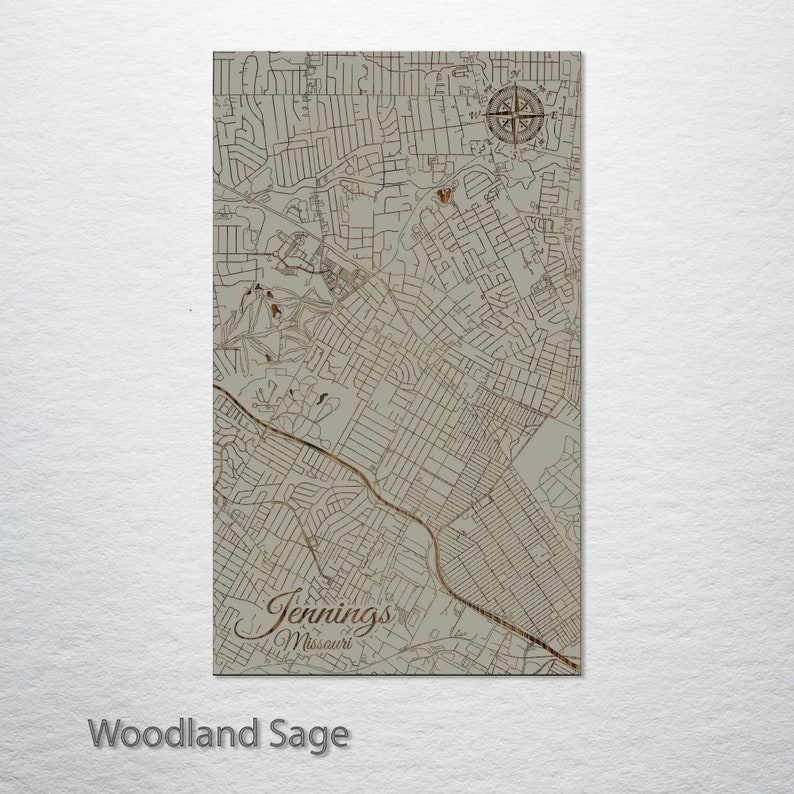 Missouri: Jennings Street Map| Wood Wall Decor - Etsy