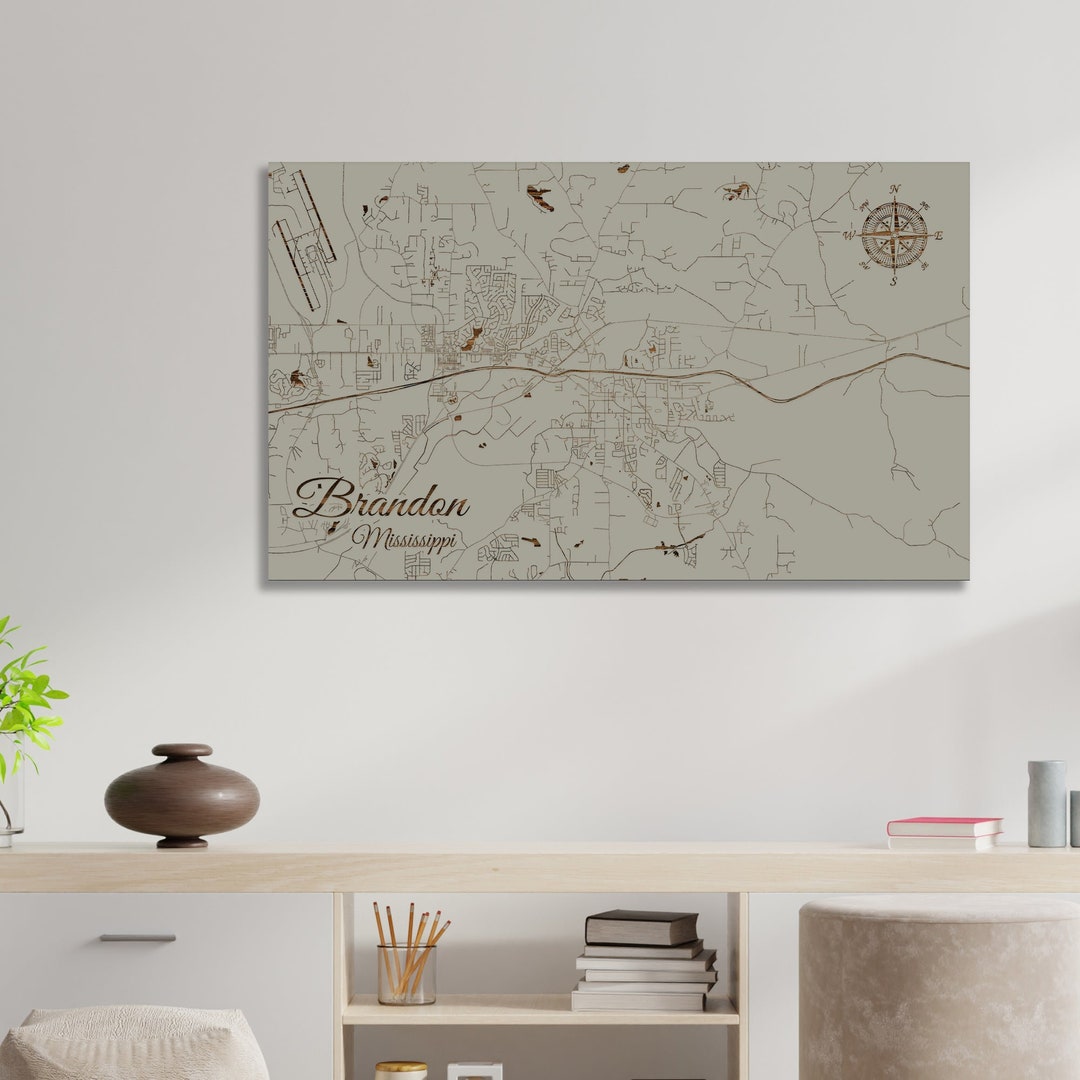 Mississippi: Brandon Street Map| Wood Wall Decor - Etsy