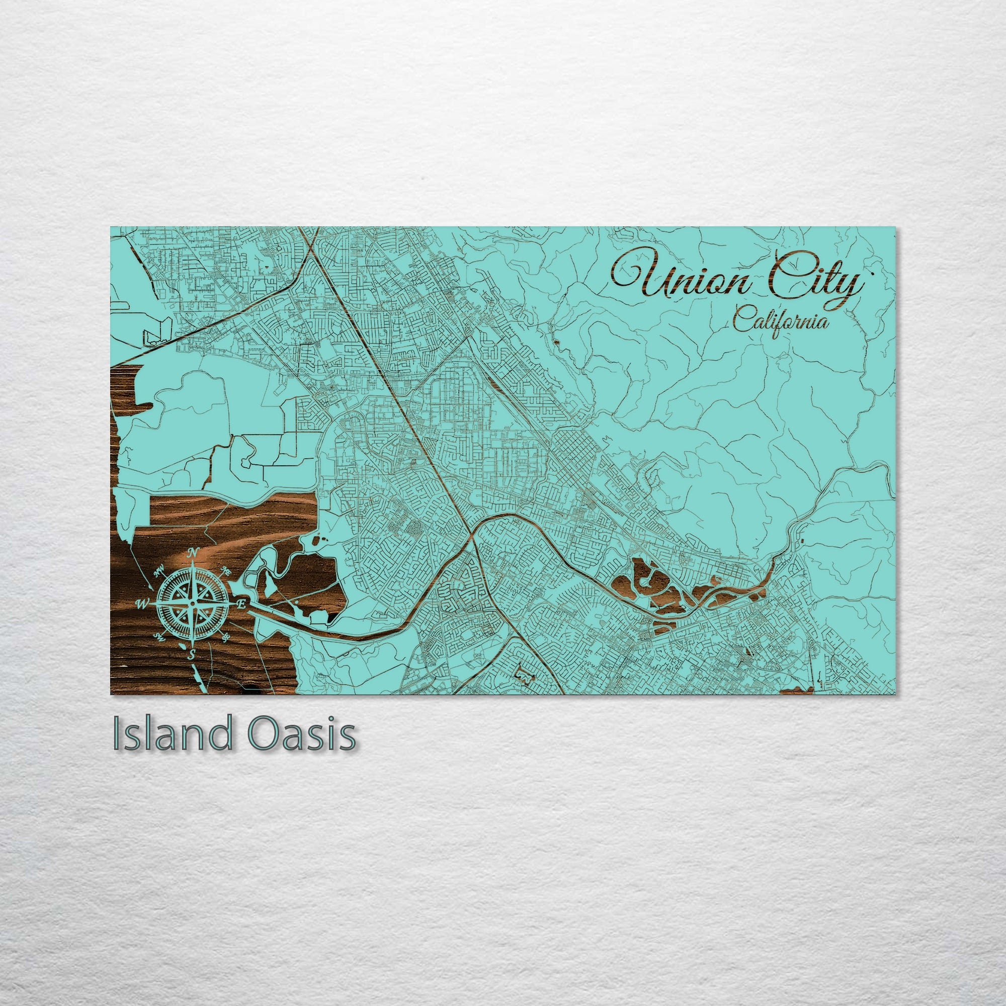 Union City California Street Map: Wood Engraved Wall Art - Etsy