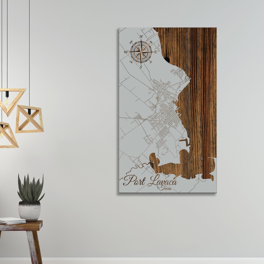 Port Lavaca, Texas Street Map| Wood Wall Decor | Home Decor | Wood Wall ...