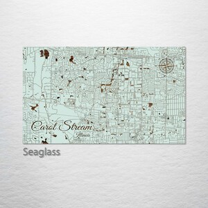 Carol Stream Illinois Map Art: Wood Engraved Wall Decor - Etsy