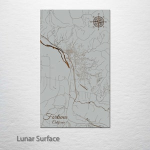 California: Fortuna Street Map; Wood Engraved Maps, Wall Art| Wood Wall ...