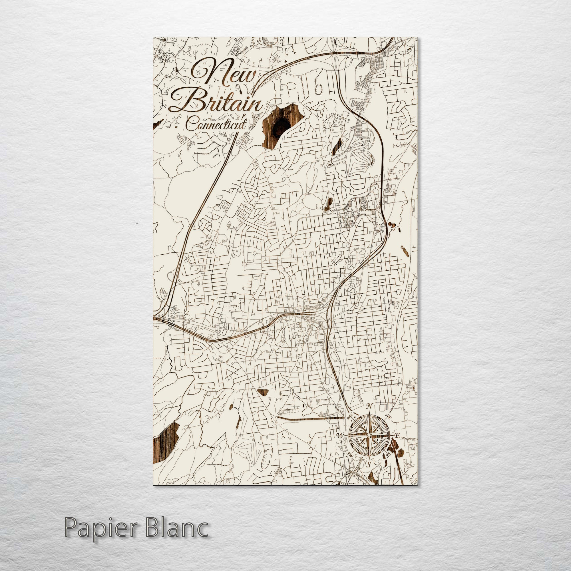 Connecticut: New Britain Street Map Wood Engraved Maps Wall - Etsy