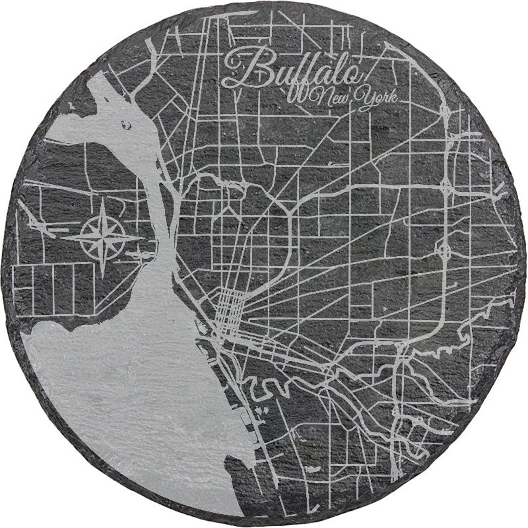 Buffalo, New York Round Slate Coaster | Coaster Set | Drink Coaster ...