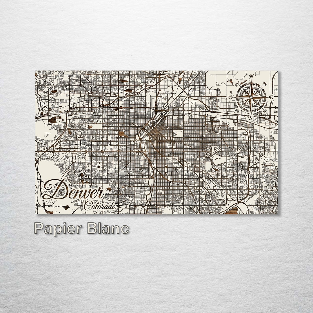 Denver, Colorado Street Map | Wood Wall Art | Wood Wall Map | Wood ...